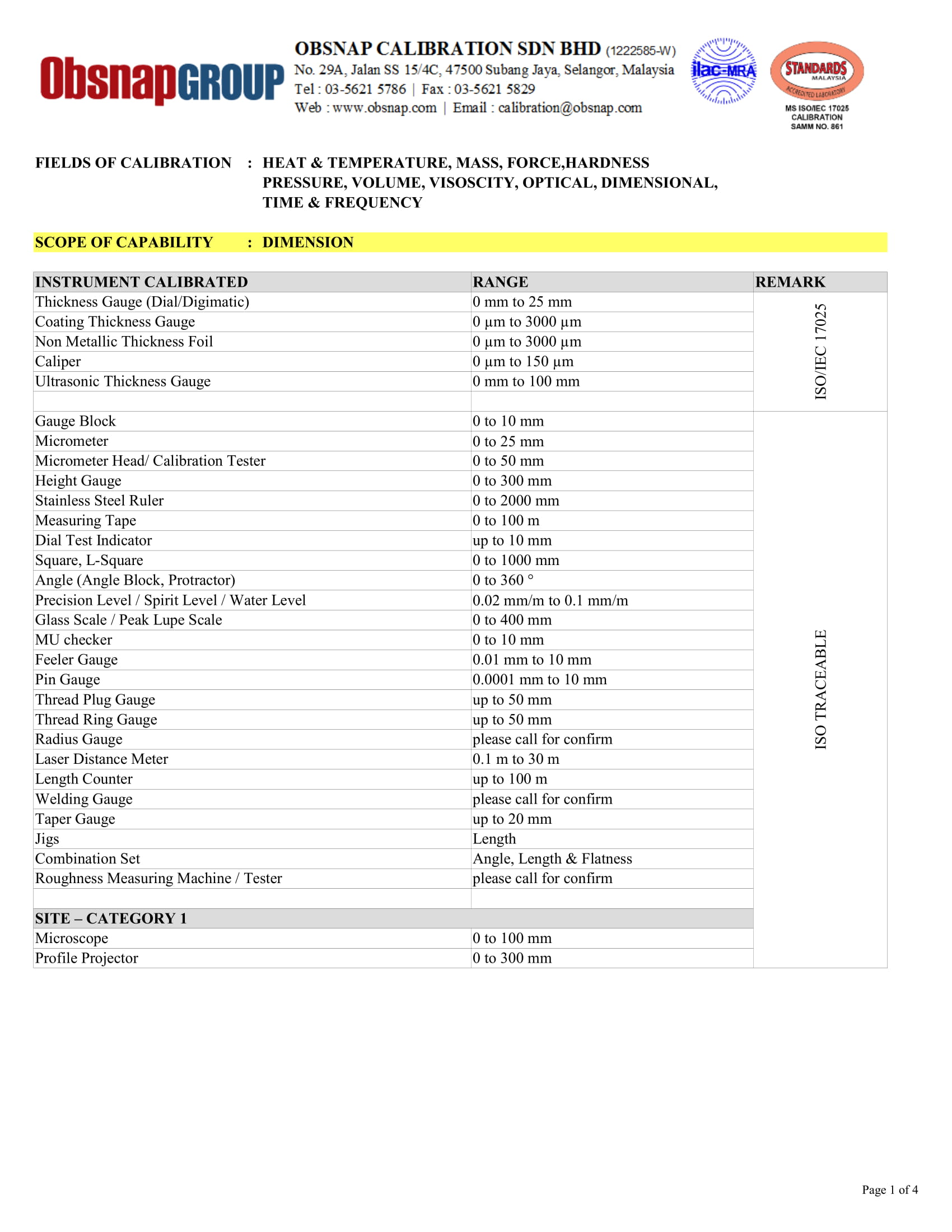 Calibration Services Malaysia - Obsnap Group of Companies | Equipment ...
